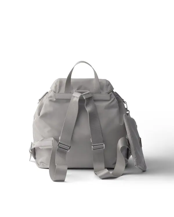 Prada Medium Re-nylon Backpack With Saffiano Leather Details - Cloudy Gray