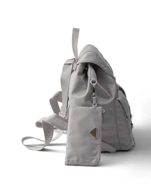 Prada Medium Re-nylon Backpack With Saffiano Leather Details - Cloudy Gray