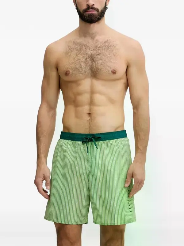 Armani Exchange Striped Drawstring Swim Shorts - Green
