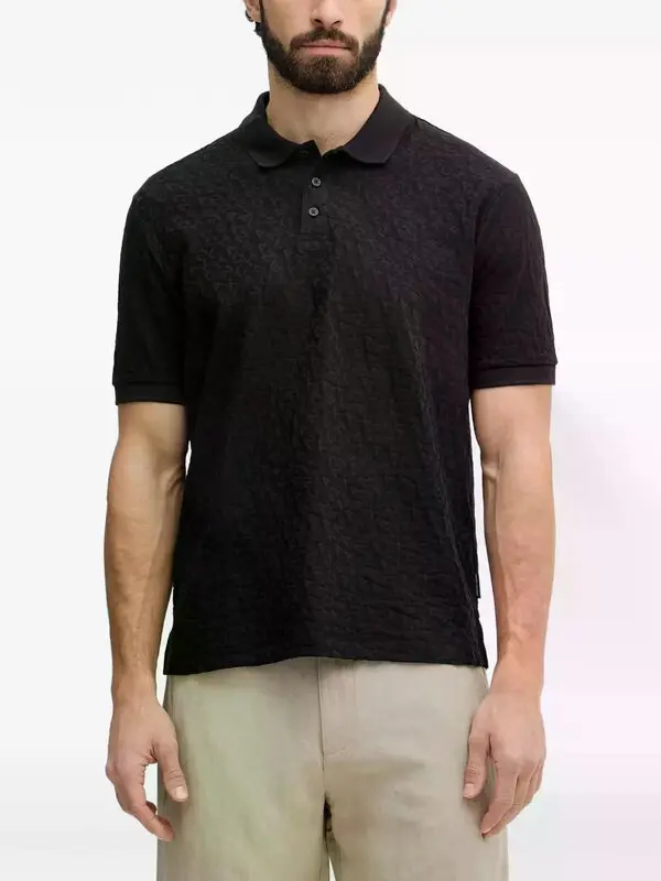 Armani Exchange Logo-jacquard Polo Shirt - Black