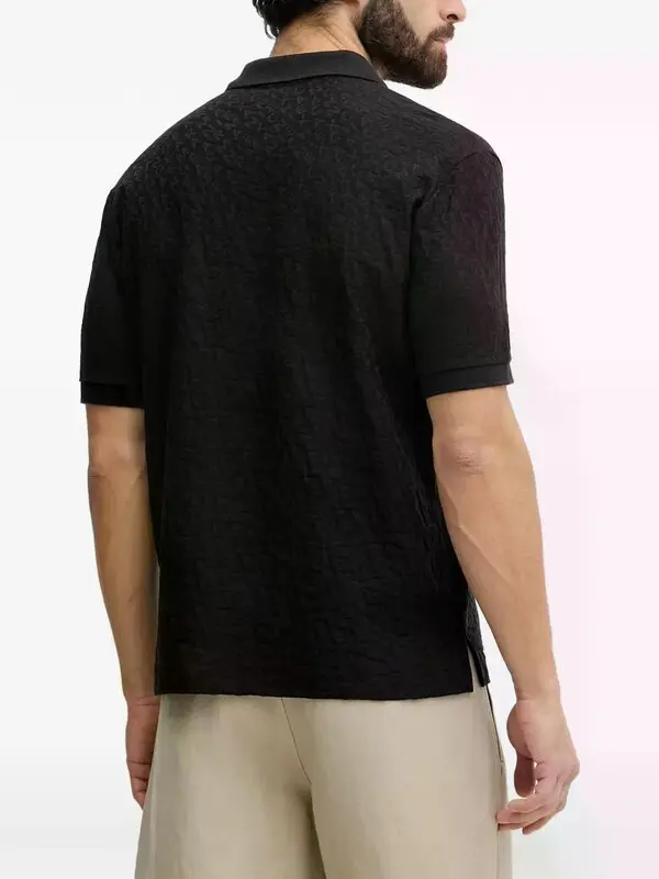 Armani Exchange Logo-jacquard Polo Shirt - Black