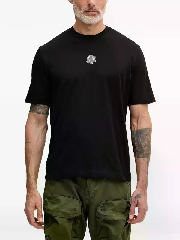 Armani Exchange Logo-patch Graphic-print T-shirt - Black