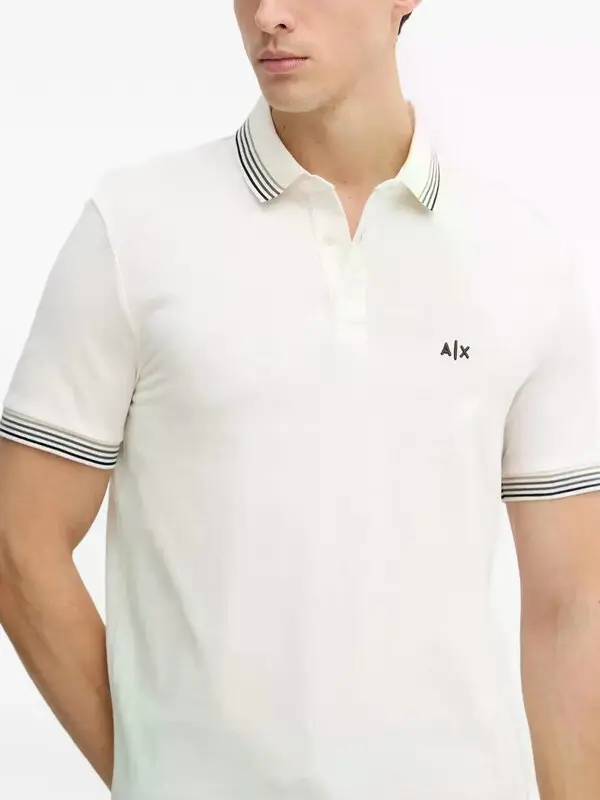 Armani Exchange Logo-embroidered Stripe-trim Polo Shirt