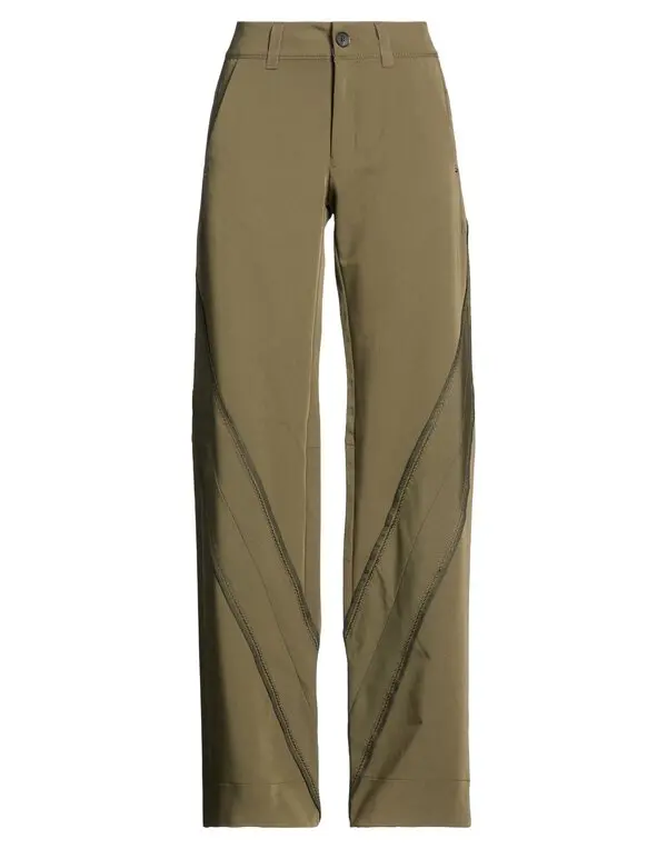 High Military Twill Stretch Wide-leg Pants