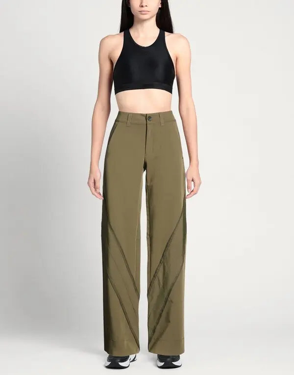 High Military Twill Stretch Wide-leg Pants