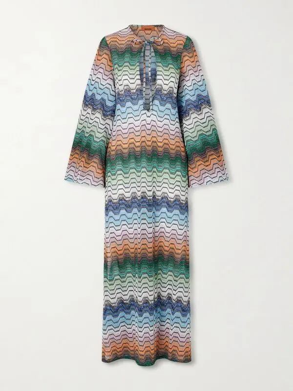 Missoni Mare Striped Metallic Crochet-knit Coverup - Blue