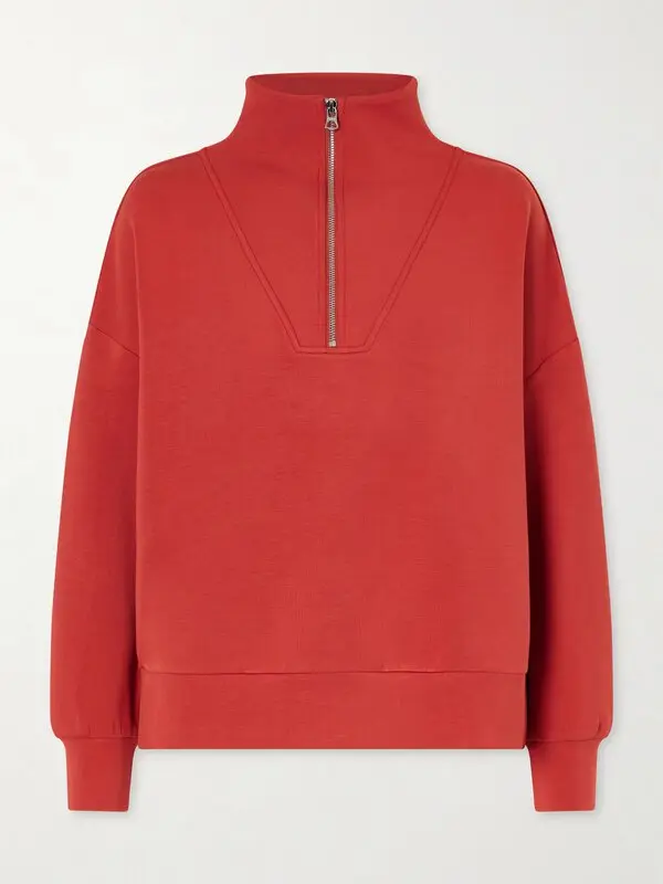 Varley Hawley Jersey Sweatshirt With Half-zip Neckline - Red