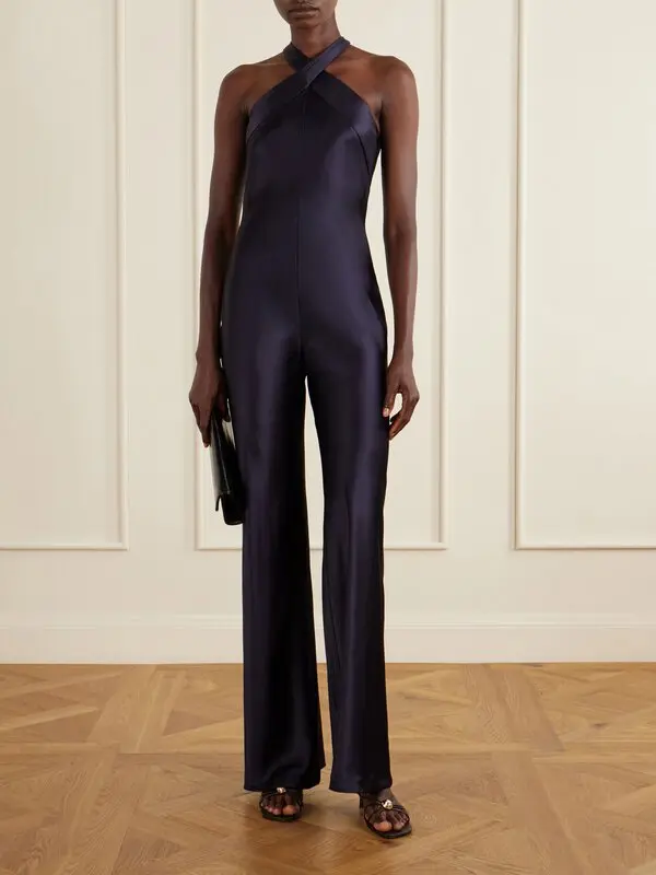 Galvan Eve Satin Halterneck Jumpsuit
