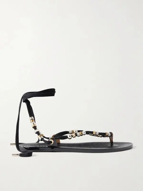 ANCIENT GREEK SANDALS Esther Bead-embellished Jelly Thong Sandals - Black