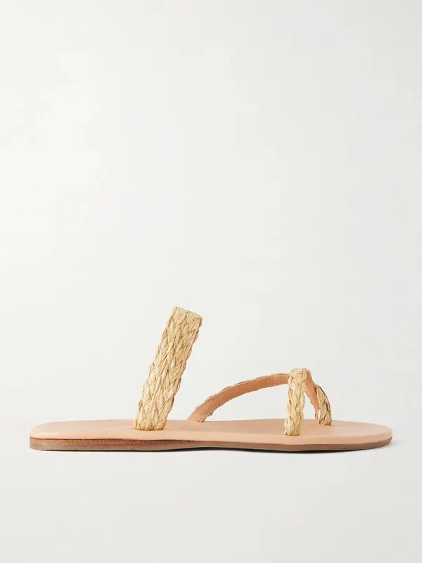 ANCIENT GREEK SANDALS Daphnae Raffia Flat Sandals - Neutrals