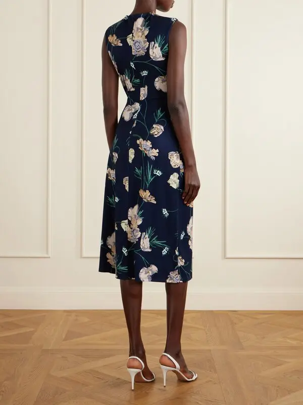 Erdem Floral Printed Ponte Midi Dress