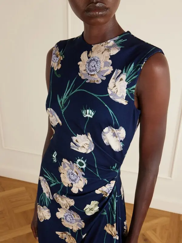 Erdem Floral Printed Ponte Midi Dress