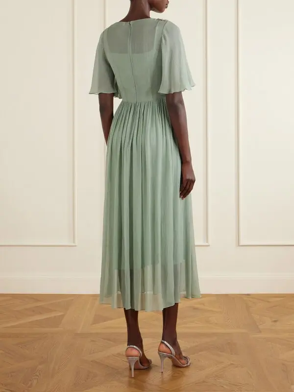 Erdem Crystal-embellished Silk Crepon Midi Dress