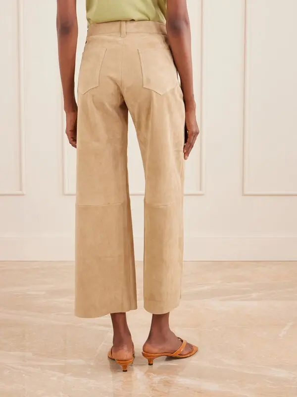 Stouls Lilou Cropped Suede Wide-leg Pants - Neutrals