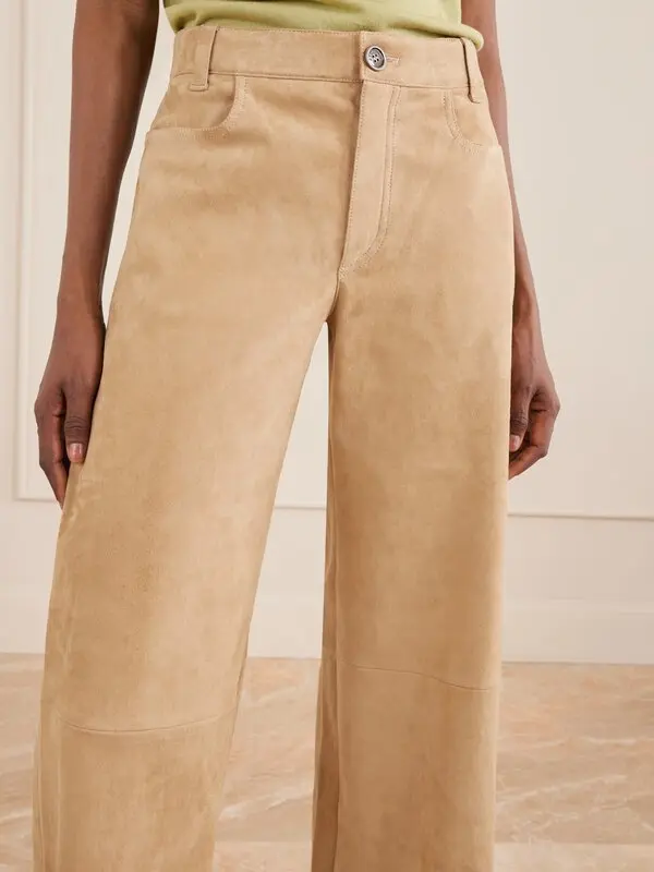 Stouls Lilou Cropped Suede Wide-leg Pants - Neutrals