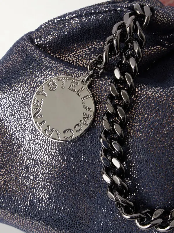 Stella McCartney Falabella Mini Metallic Vegetarian Suede Drawstring Bag - Blue