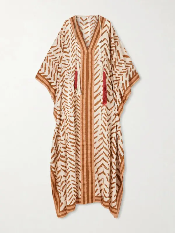 Johanna Ortiz The Secret Of The Sun Printed Cotton Kaftan - Brown