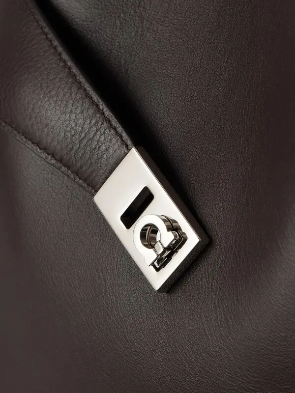FERRAGAMO Hug Medium Leather Tote - Brown