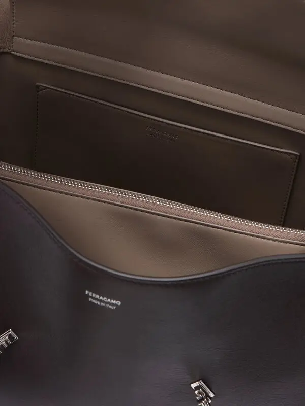 FERRAGAMO Hug Medium Leather Tote - Brown