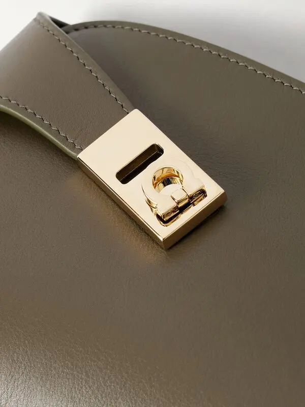FERRAGAMO Hug Embellished Textured-leather Shoulder Bag - Green