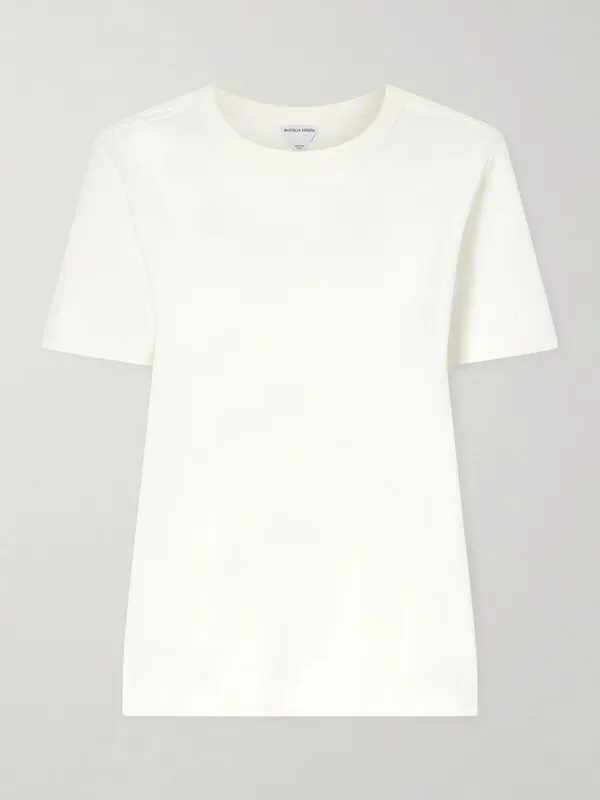 Bottega Veneta Embroidered Cotton-jersey T-shirt - Neutrals