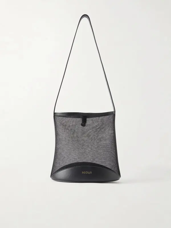 NEOUS Pardalis Leather-trimmed Mesh Bucket Shoulder Bag