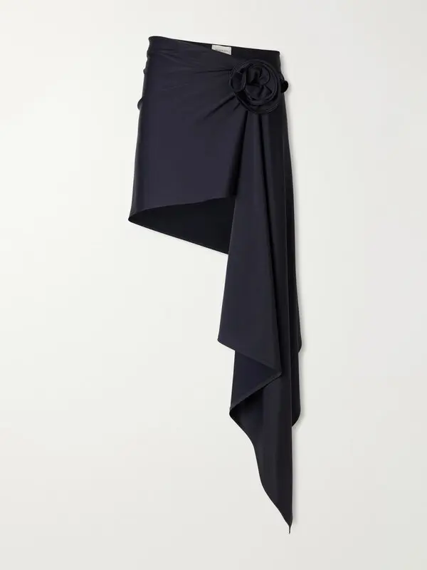 Magda Butrym Asymmetric Floral-appliquéd Stretch-jersey Coverup - Black