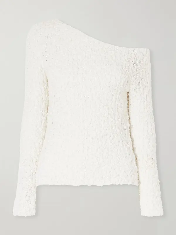 THE ELDER STATESMAN Vine Asymmetrical Bouclé Sweater