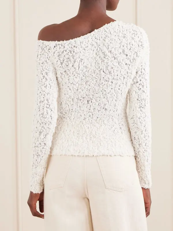THE ELDER STATESMAN Vine Asymmetrical Bouclé Sweater