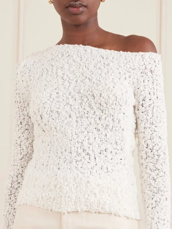 THE ELDER STATESMAN Vine Asymmetrical Bouclé Sweater