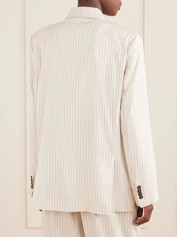 FRAME Avenue Double-breasted Striped Blazer