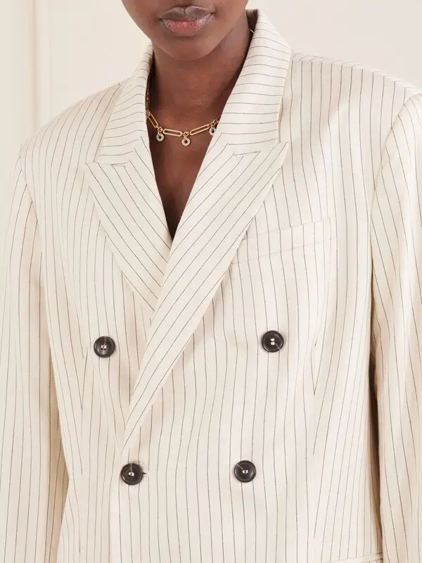 FRAME Avenue Double-breasted Striped Blazer