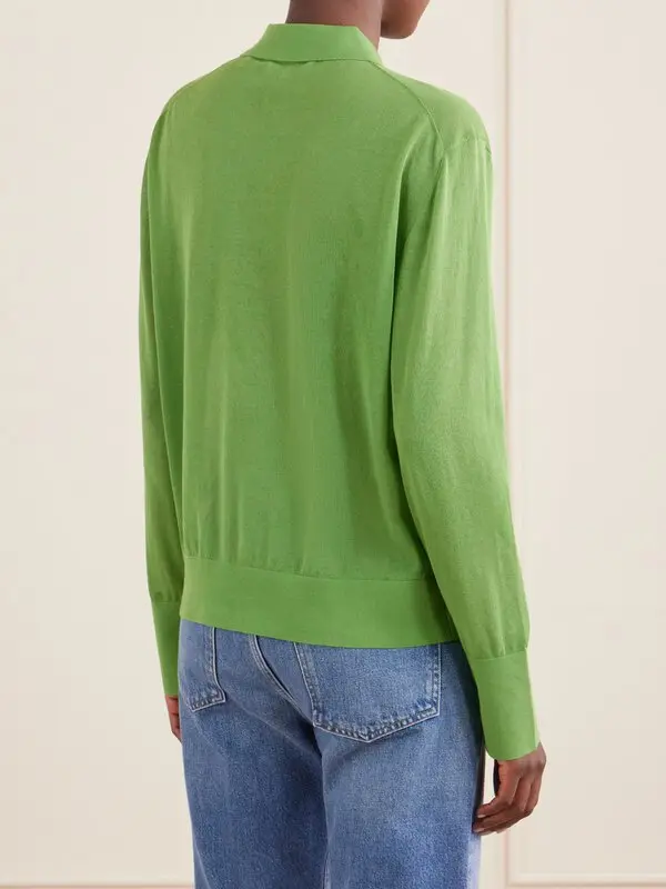 FRAME Collared Cotton-blend Cardigan - Green