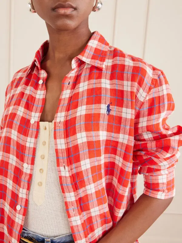 Polo Ralph Lauren Embroidered Checked Linen Shirt