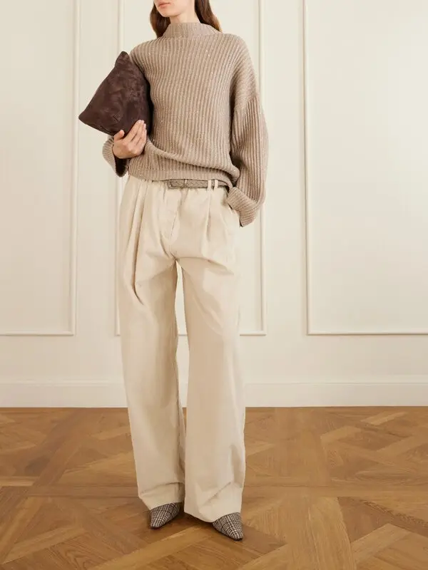 Brunello Cucinelli Sequined Ribbed-knit Turtleneck Sweater
