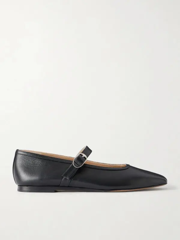 Le Monde Beryl Leather Mary Jane Ballet Flats - Black
