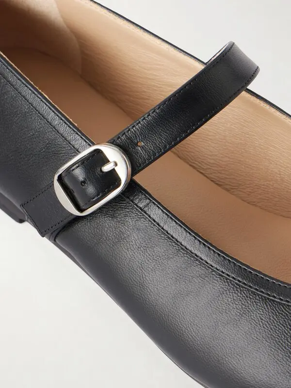 Le Monde Beryl Leather Mary Jane Ballet Flats - Black