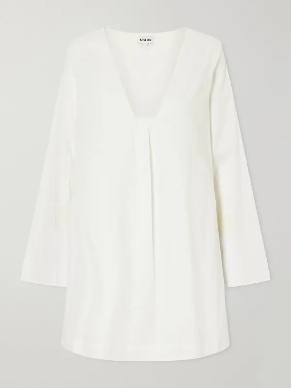 Staud Vivi Paneled Cotton Dress - Neutrals