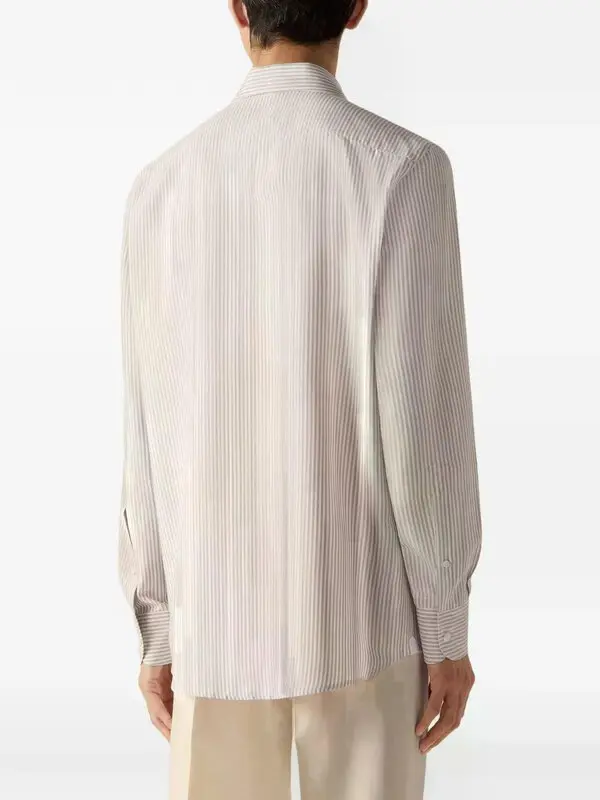 Zegna Striped Silk Shirt - White