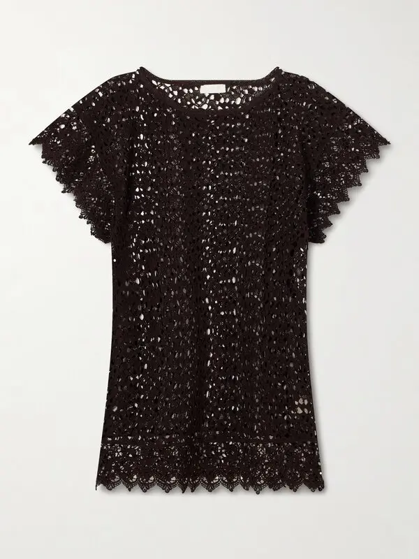 Suzie Kondi Kristina Crocheted Cotton Mini Dress - Brown