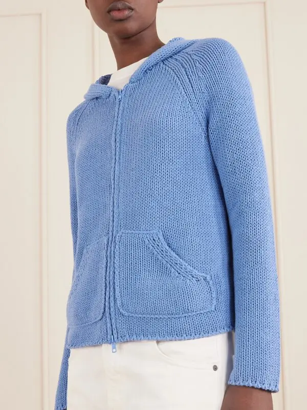 Still Here Bear" Knitted Cotton Zip-up Hoodie