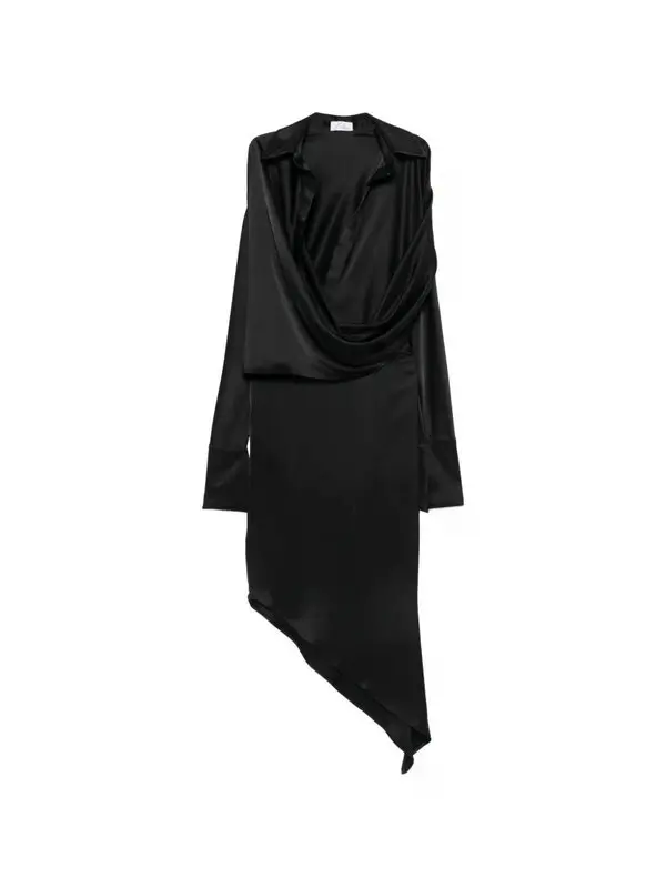 VESTIAIRE D'UN OISEAU LIBRE Asymmetric Draped Midi Dress - Black