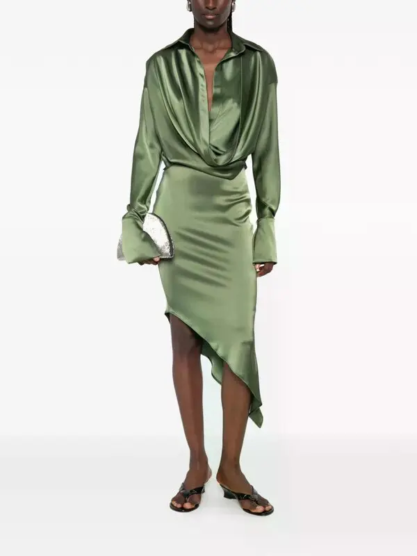 VESTIAIRE D'UN OISEAU LIBRE Asymmetric Draped Midi Dress