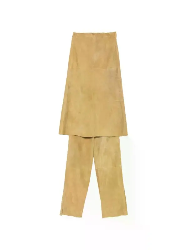 VESTIAIRE D'UN OISEAU LIBRE Strapless Suede Top And Trousers