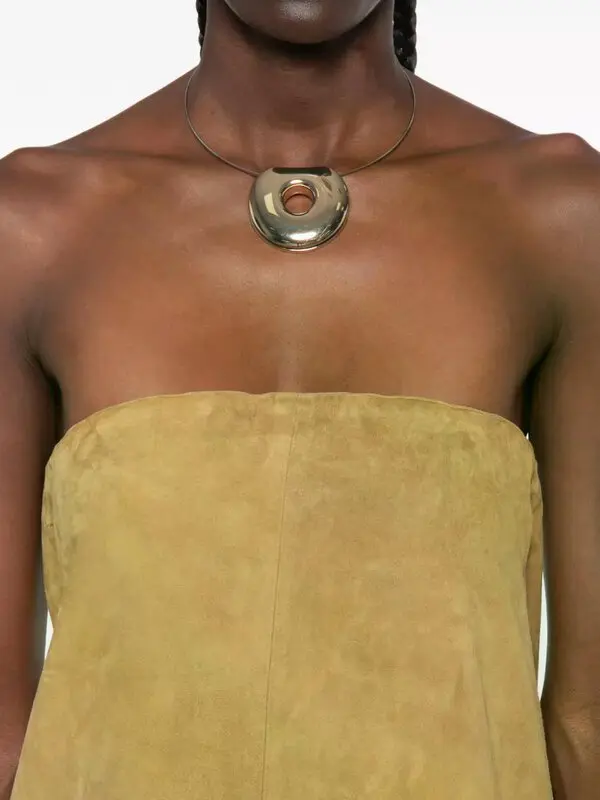 VESTIAIRE D'UN OISEAU LIBRE Strapless Suede Top And Trousers
