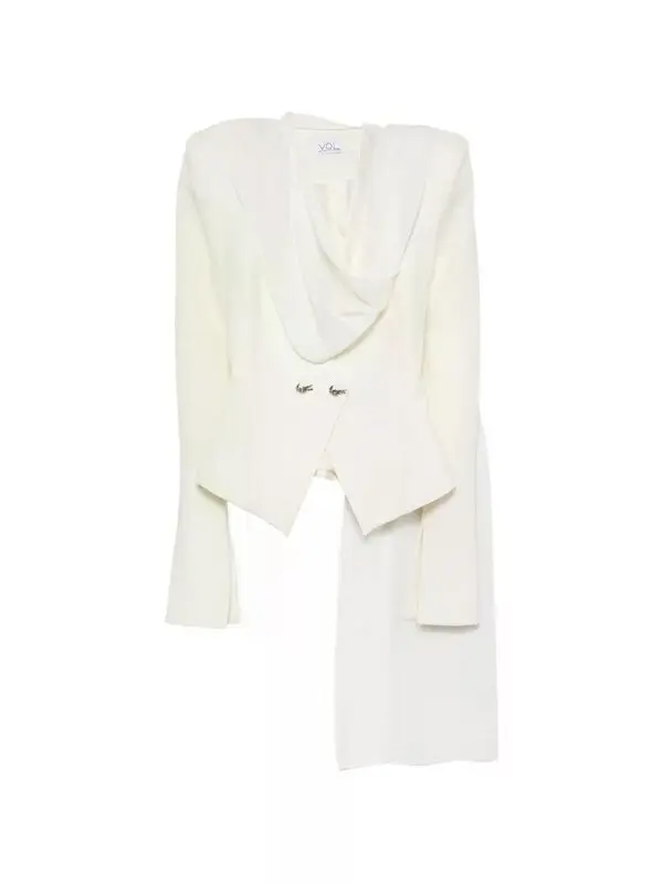 VESTIAIRE D'UN OISEAU LIBRE White Draped Bird-motif Jacket - Neutrals