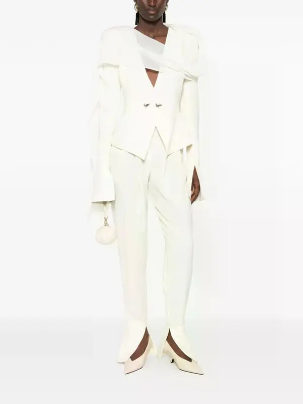 VESTIAIRE D'UN OISEAU LIBRE White Draped Bird-motif Jacket