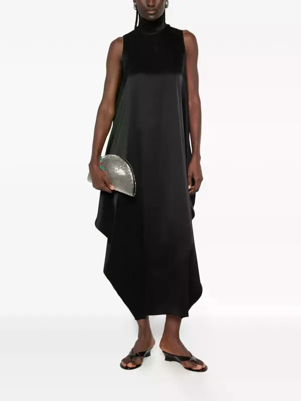 VESTIAIRE D'UN OISEAU LIBRE Satin High Neck Side-cutout Midi Dress