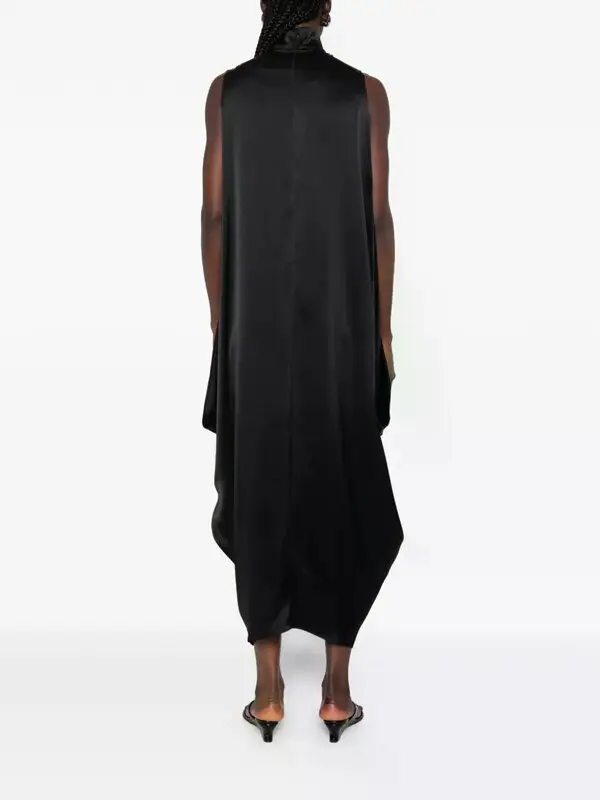 VESTIAIRE D'UN OISEAU LIBRE Satin High Neck Side-cutout Midi Dress