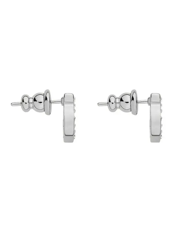 FERRAGAMO Gancini Design Earrings With Rhinestone Embellishments In Brass - Silver